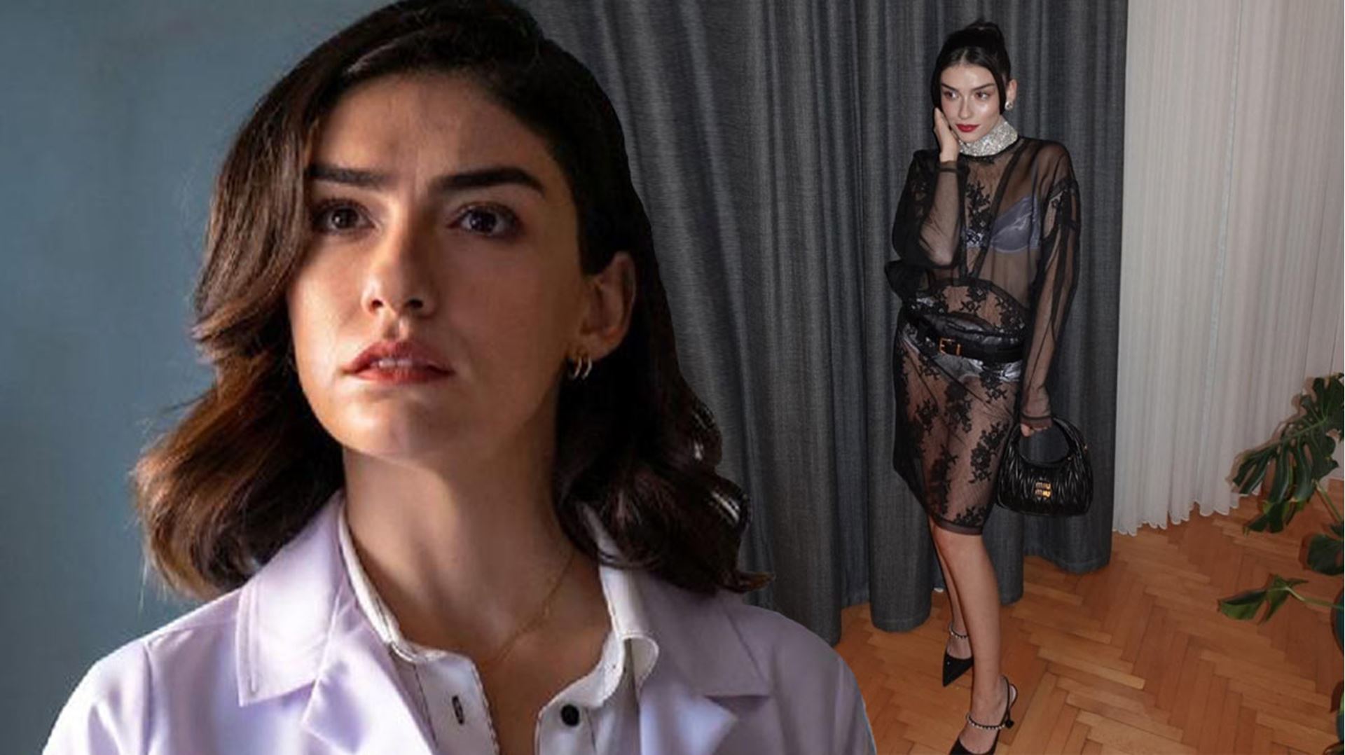 Hazar Ergüçlü sütyensiz elbisesiyle poz verdi!